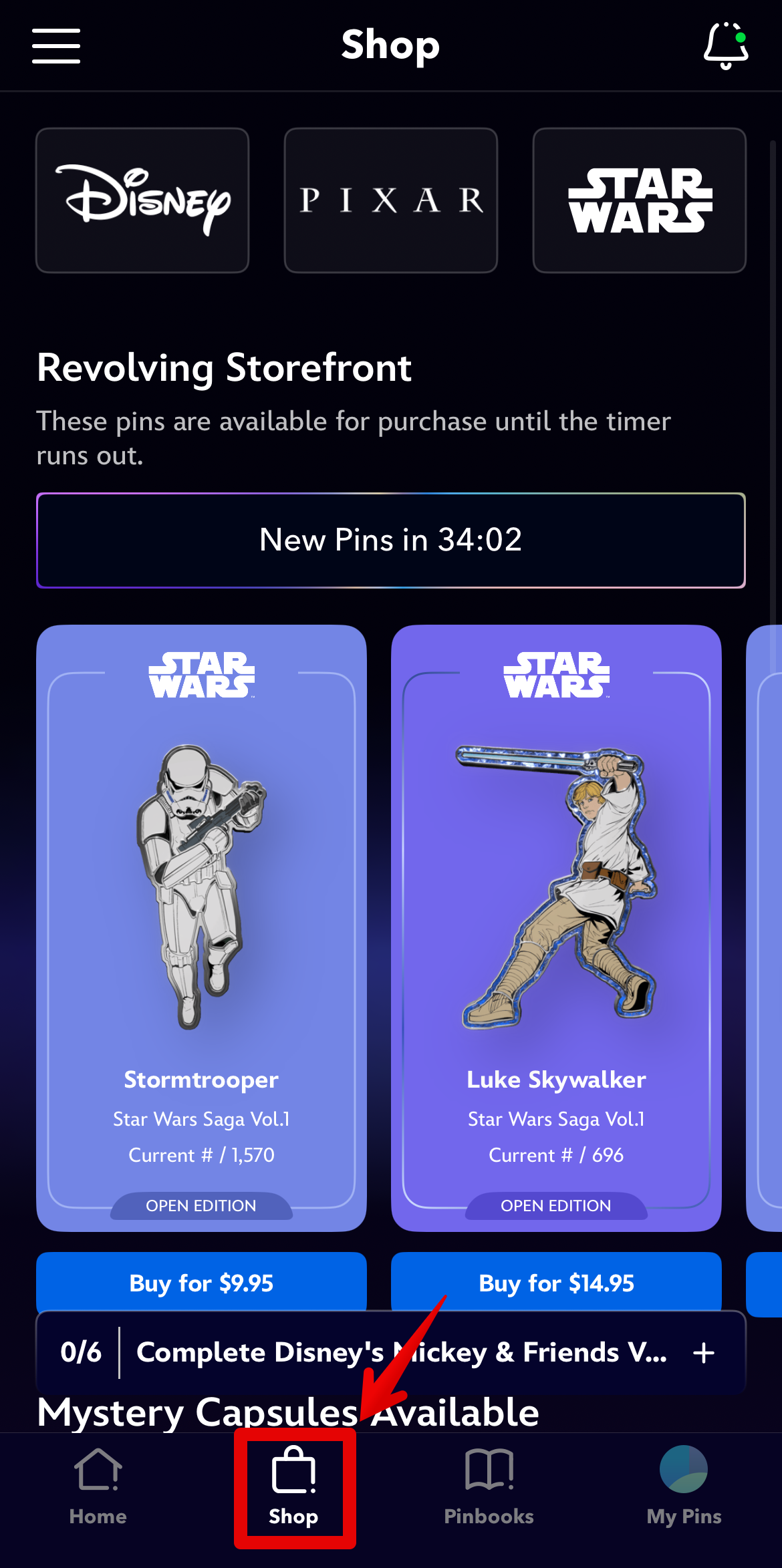 Pin Shop – Disney Pinnacle by Dapper Labs